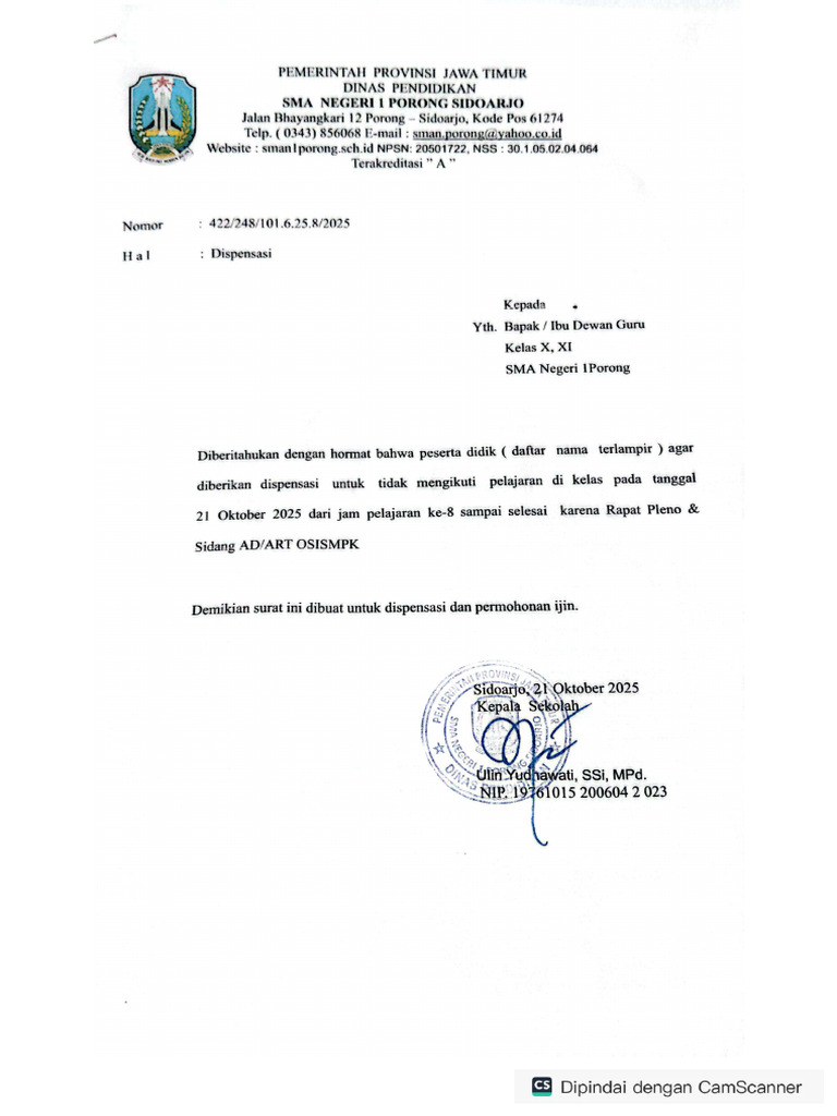 Surat Dispen Osismpk Pleno | PDF
