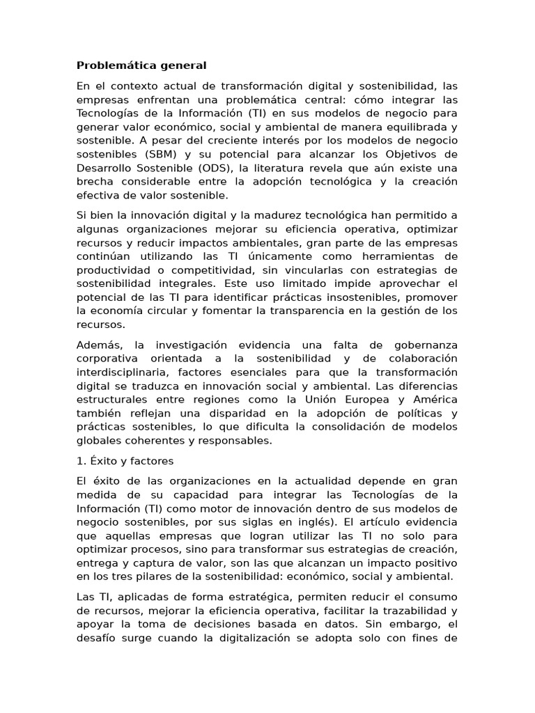 Integración de TI en Modelos Sostenibles | PDF | Sustentabilidad ...