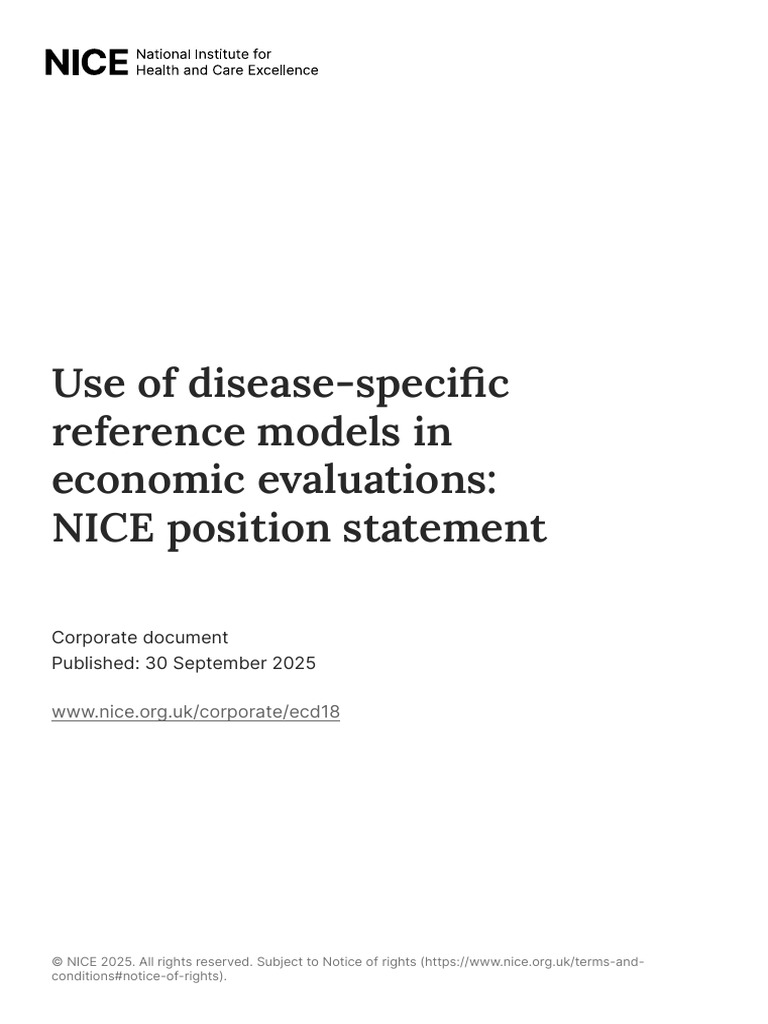 NICE Position on Disease-Specific Models | PDF | Evaluation | Health Care