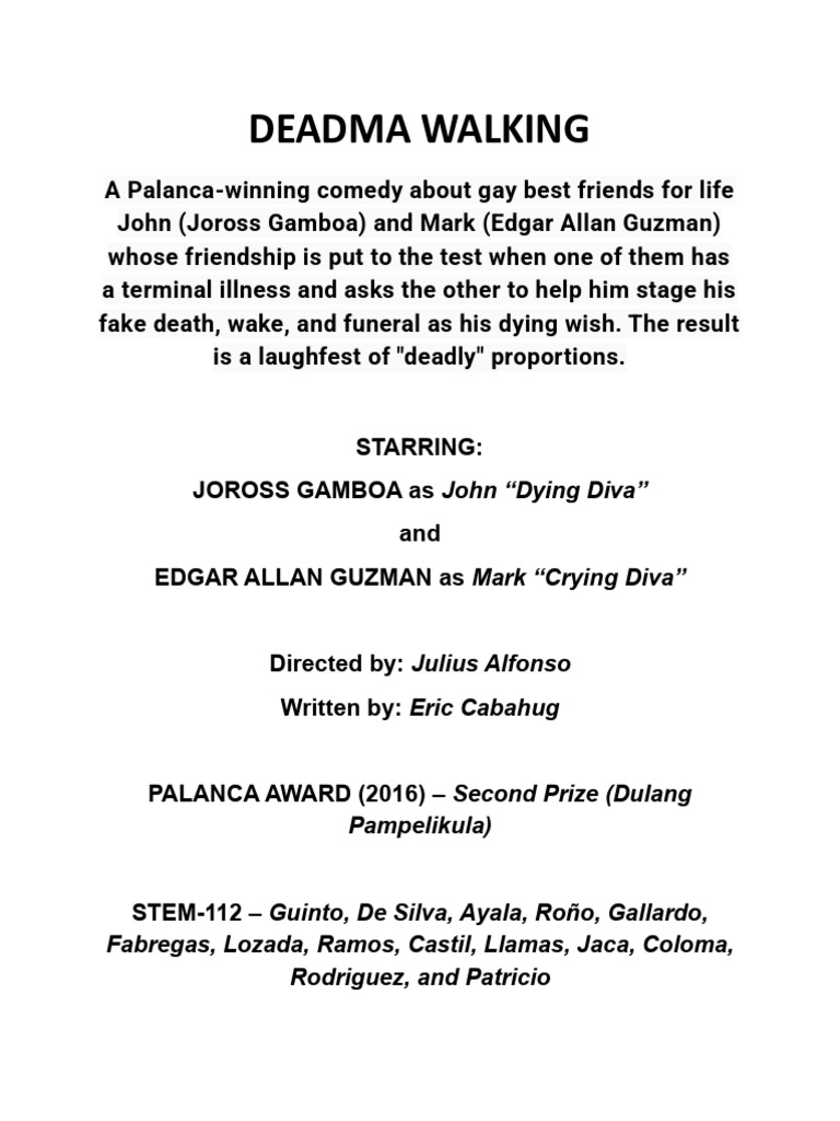Deadma Walking: Starring: Joross Gamboa As and Edgar Allan Guzman As | PDF