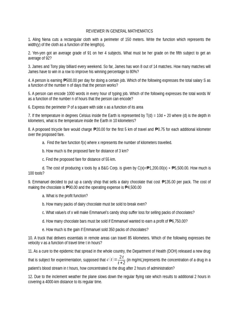 Reviewer in General Mathematics | PDF | Function (Mathematics) | Asymptote