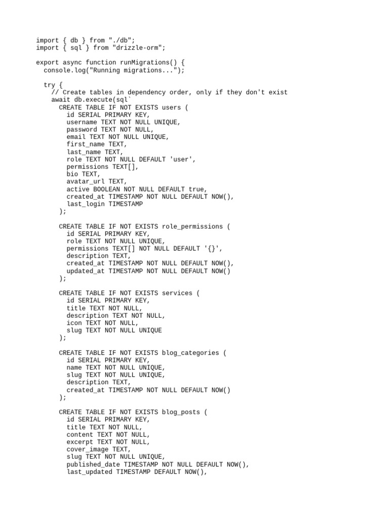 Pasted Import DB From DB Import SQL From Drizzle Orm Export Async ...
