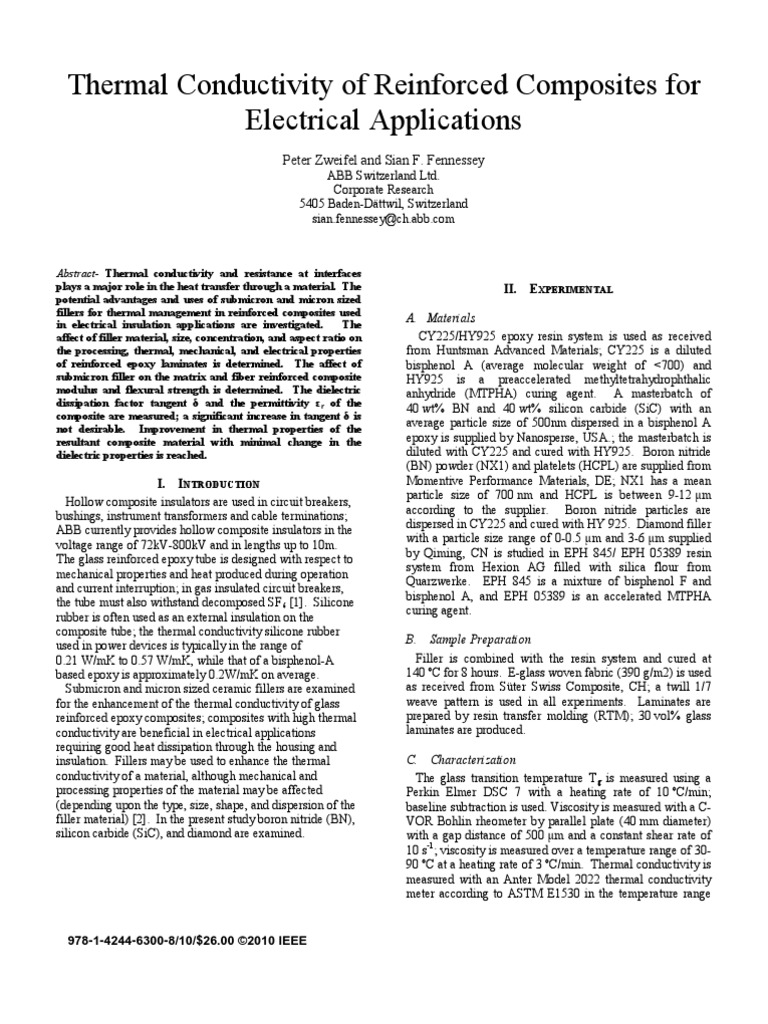Thermal Conductivity of Reinforced Composites For | PDF | Composite ...