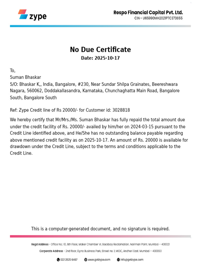 No - Due - Certificate - 3028818 - 2025 10 17T09 44 47 891Z | PDF