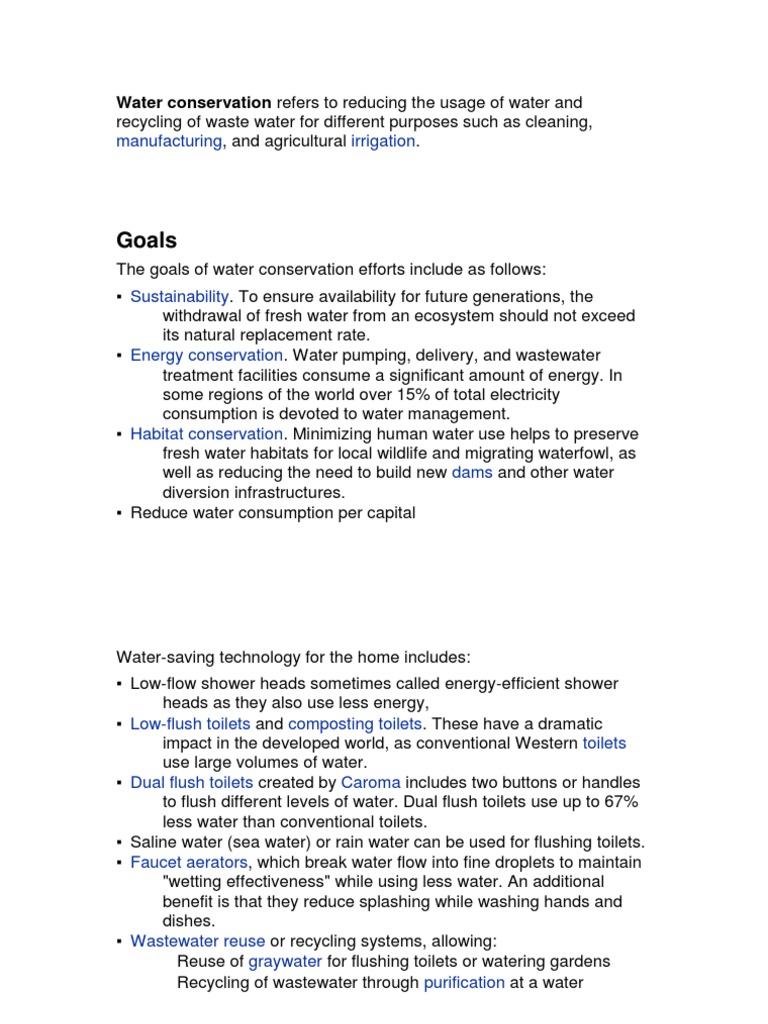 Water Conservation Refers To Reducing The Usage of Water and Recycling ...