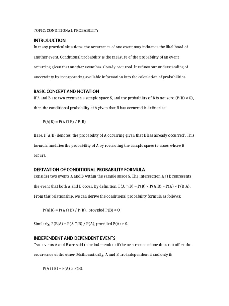 Lect III Conditional Prob | PDF | Probability | Intersection (Set Theory)