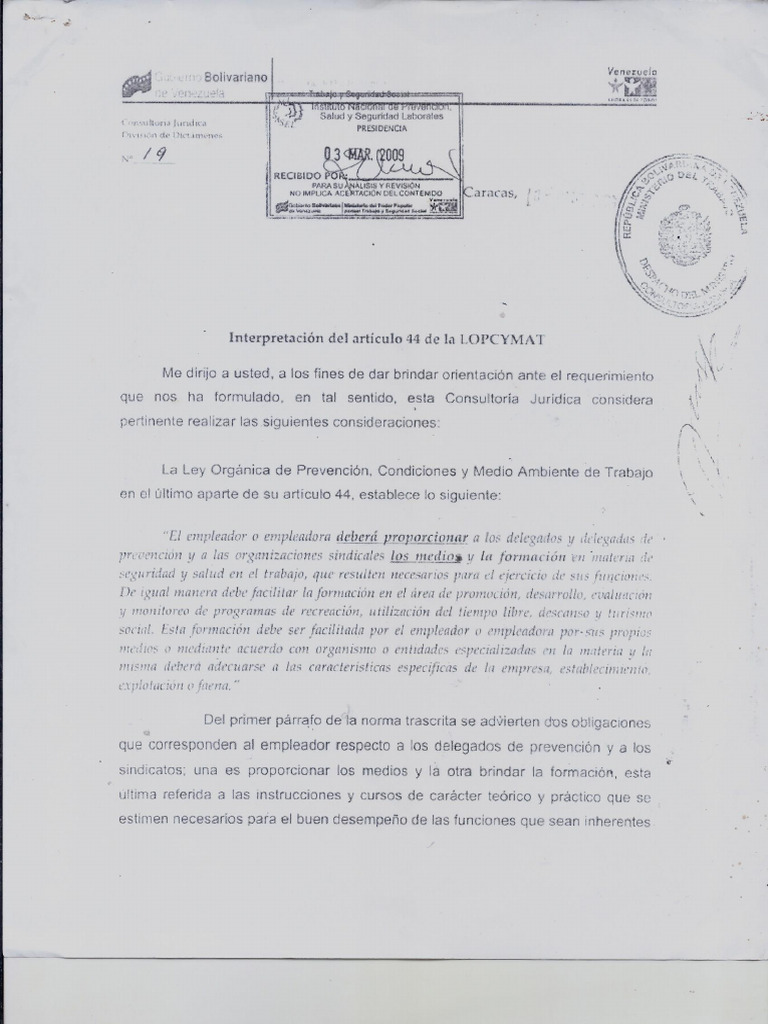 Interpretacion Del Articulo 44 de La Lopcymat | PDF