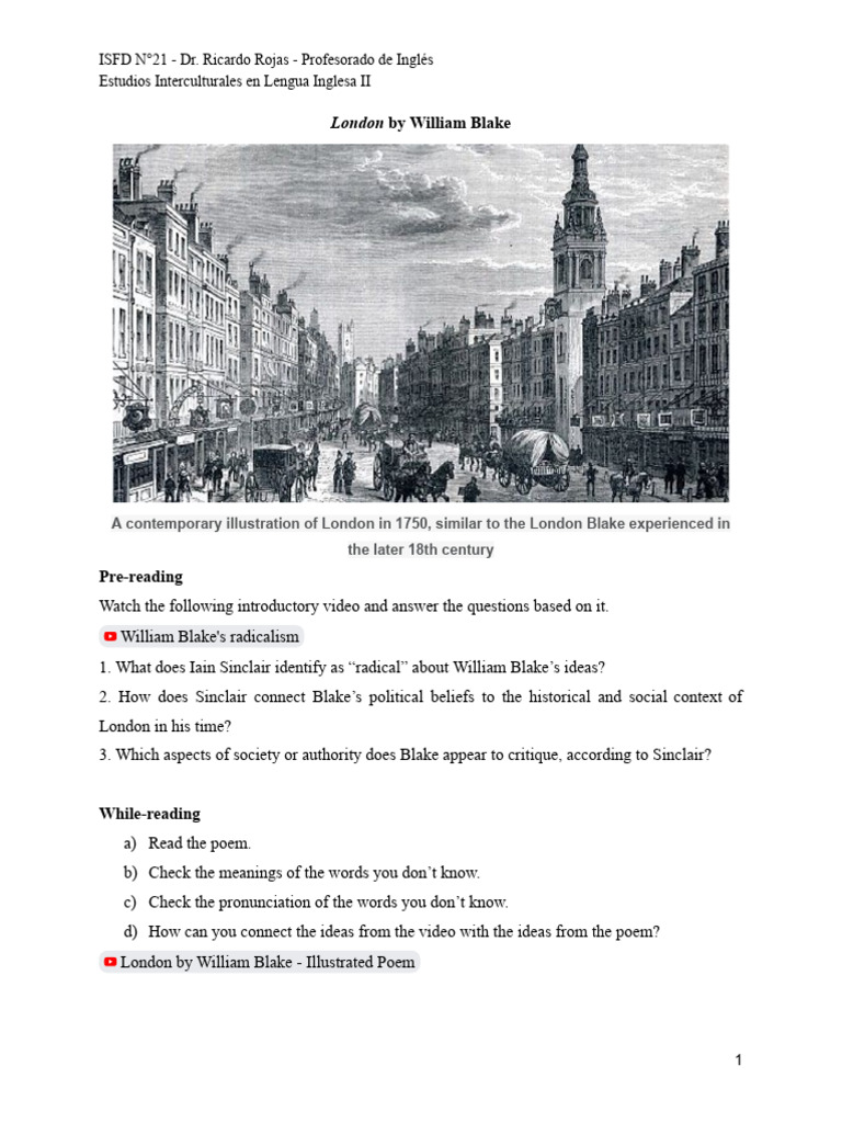 Analyzing Blake's "London" Poem | PDF | Poetry | William Blake