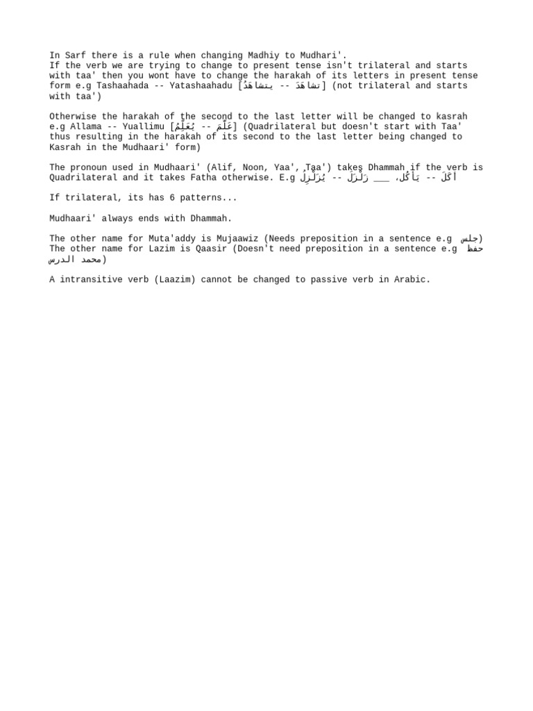 Sarf and Fiqh Facts | PDF