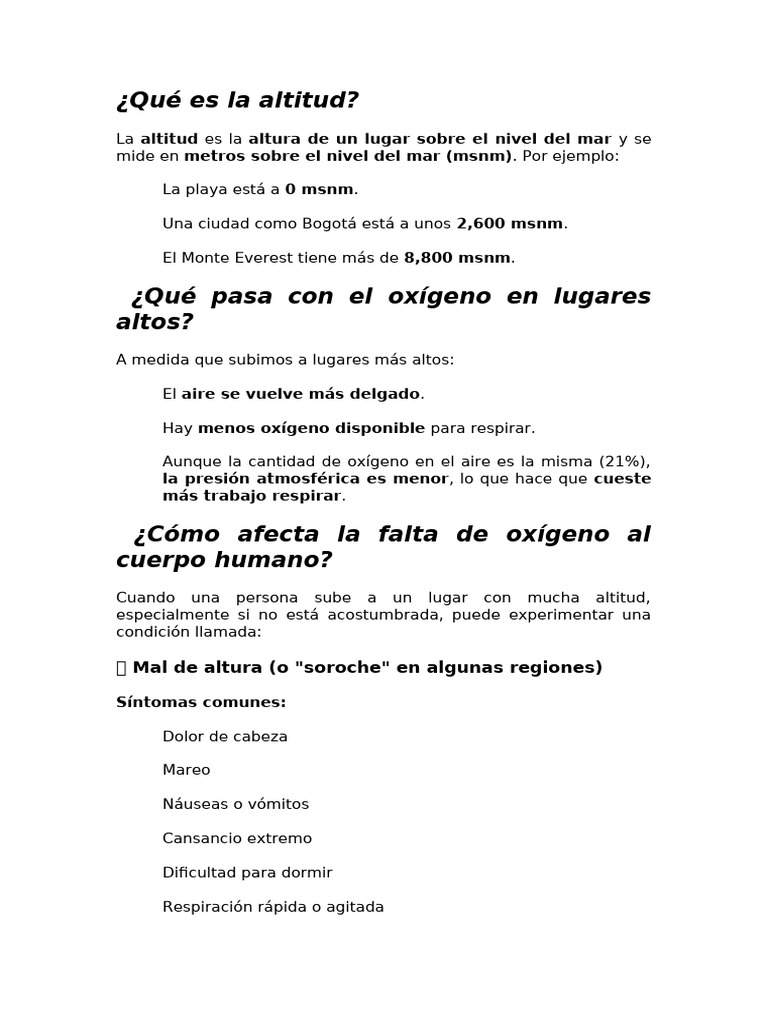 Qué Es La Altitud | PDF
