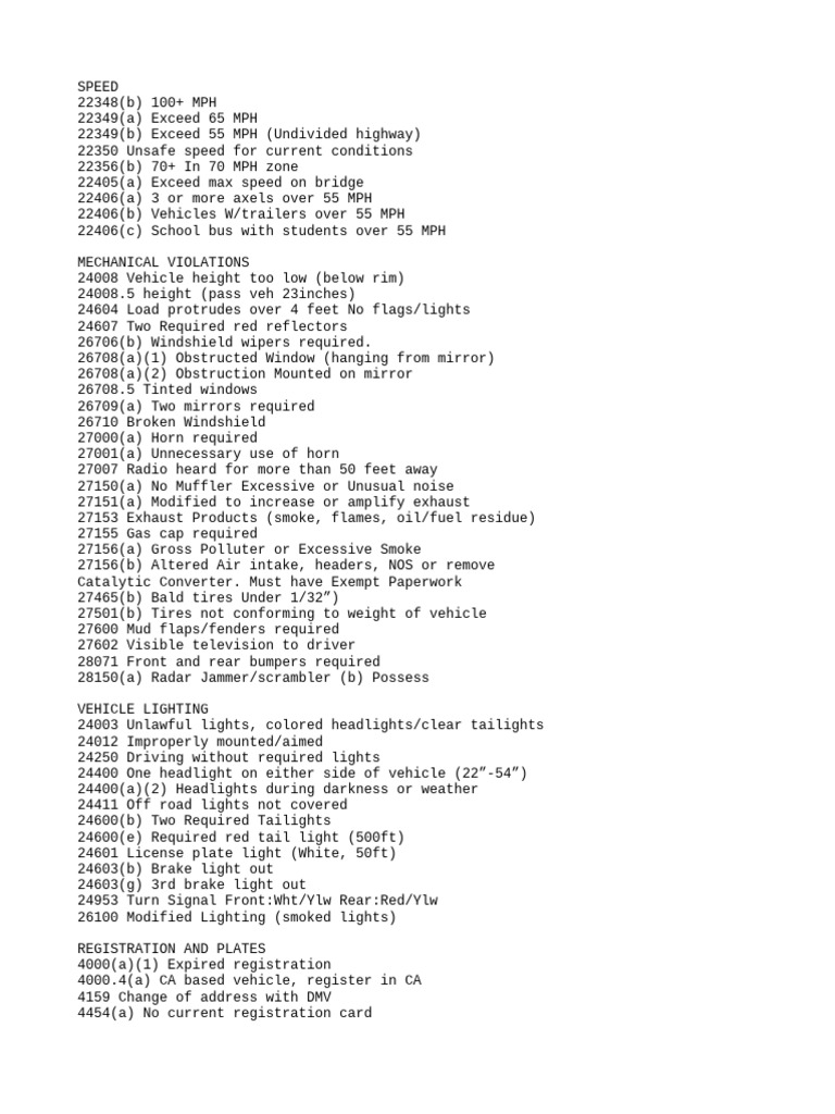 California Vehicle Codes | PDF | Driving | Traffic