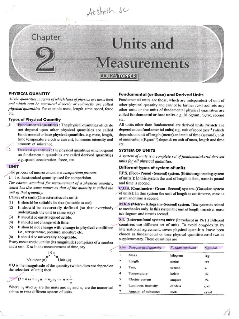 Units and Measurement | PDF