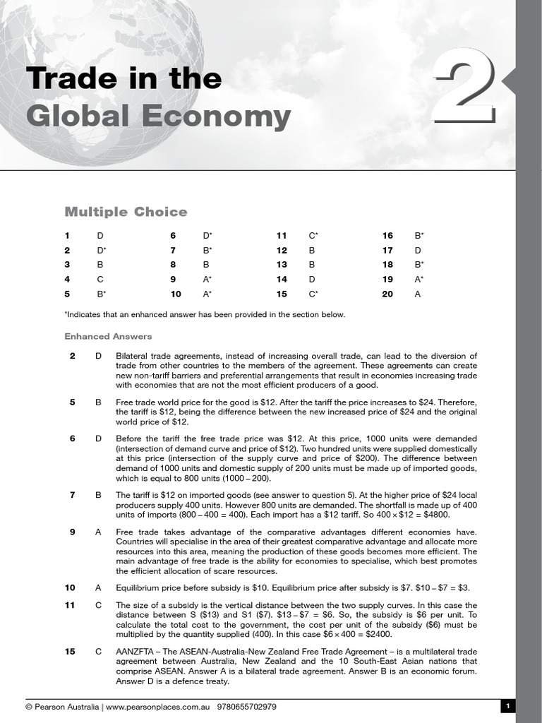 Trade Dynamics in Global Economy Workbook | PDF | Demand | Subsidy