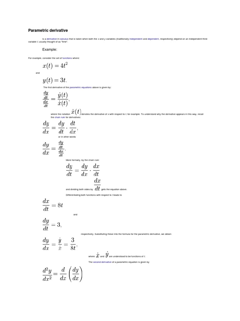 Parametric Derivative | PDF | Derivative | Variable (Mathematics)