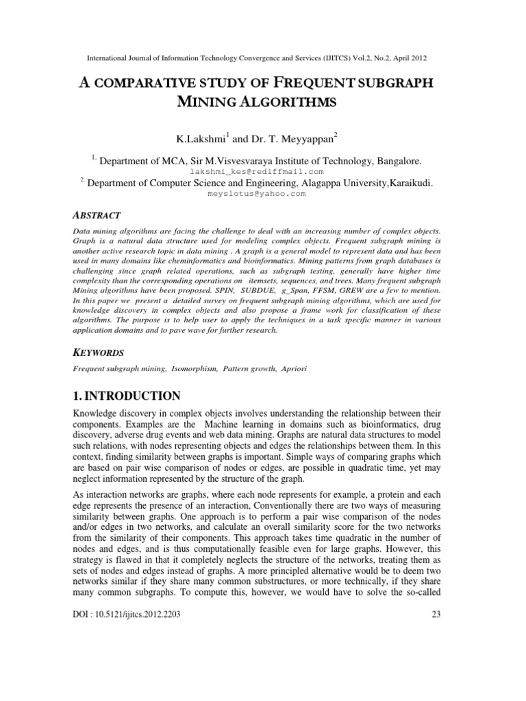 Frequent Subgraph Mining Algorithms Review | PDF | Graph Theory ...