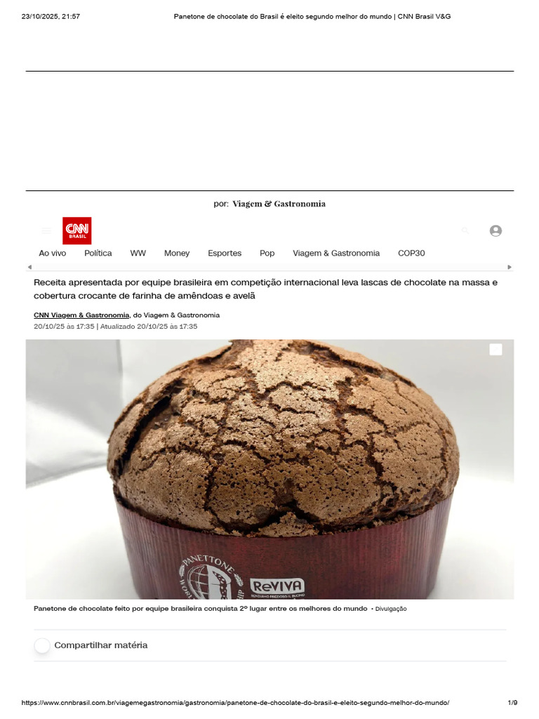 Panetone de chocolate do Brasil é eleito segundo melhor do mundo _ CNN ...