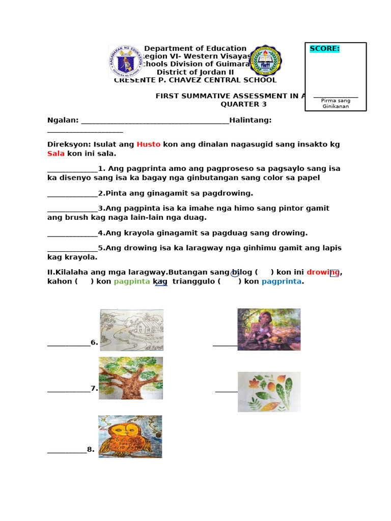 q3 Arts Summative Assessment | PDF