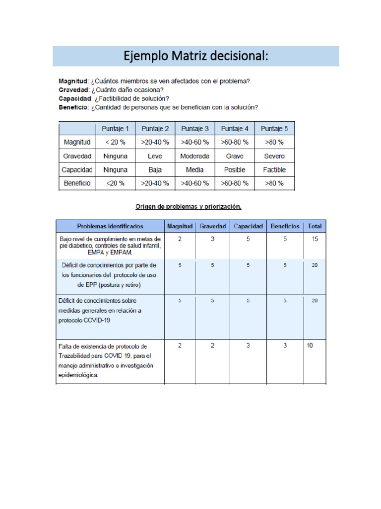 Ejemplo Matriz de Priorización | PDF