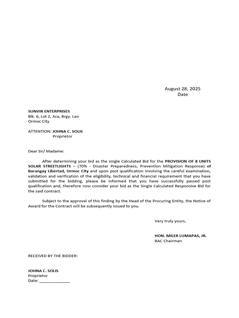 Notice of Post Qualification | PDF