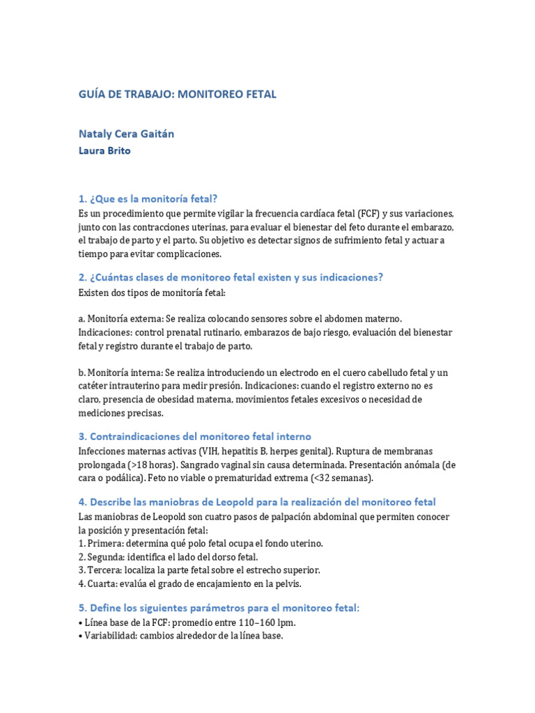 Copia de Guia de Trabajo Monitoreo Fetal Con Bibliografia | PDF | Parto ...
