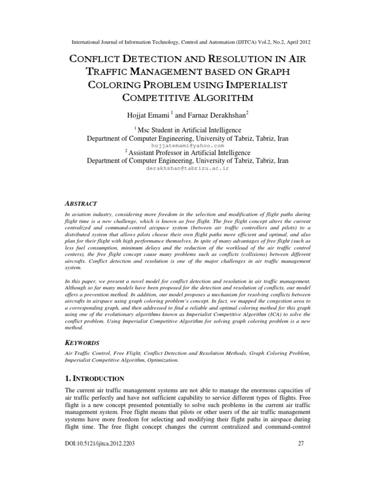 Conflict Detection and Resolution in Air Traffic Management Based On Graph Coloring Problem ...