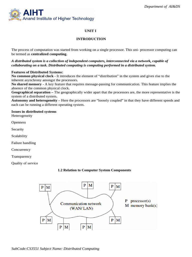 DC Unit 1 | PDF | Message Passing | Distributed Computing