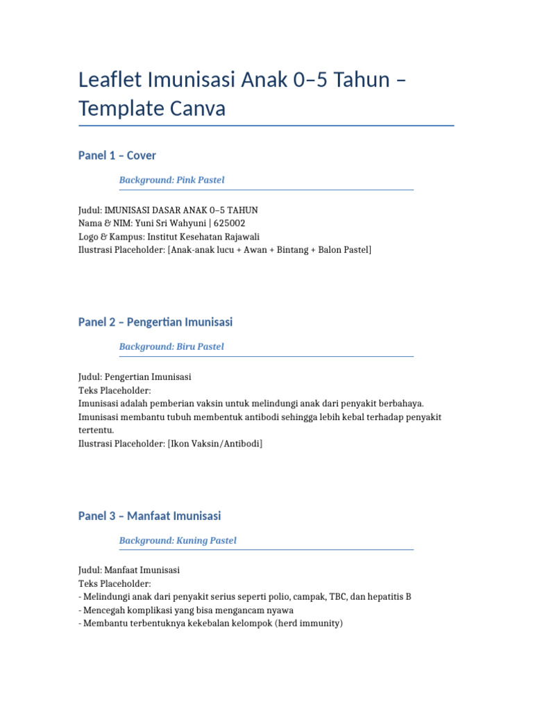 Salin-Leaflet Imunisasi Template Canva | PDF