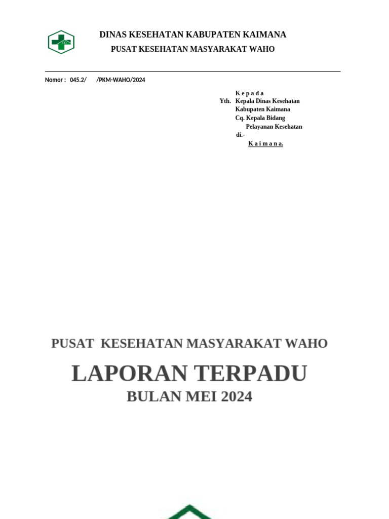 Laporan Kesehatan Puskesmas Waho Mei 2024 | PDF