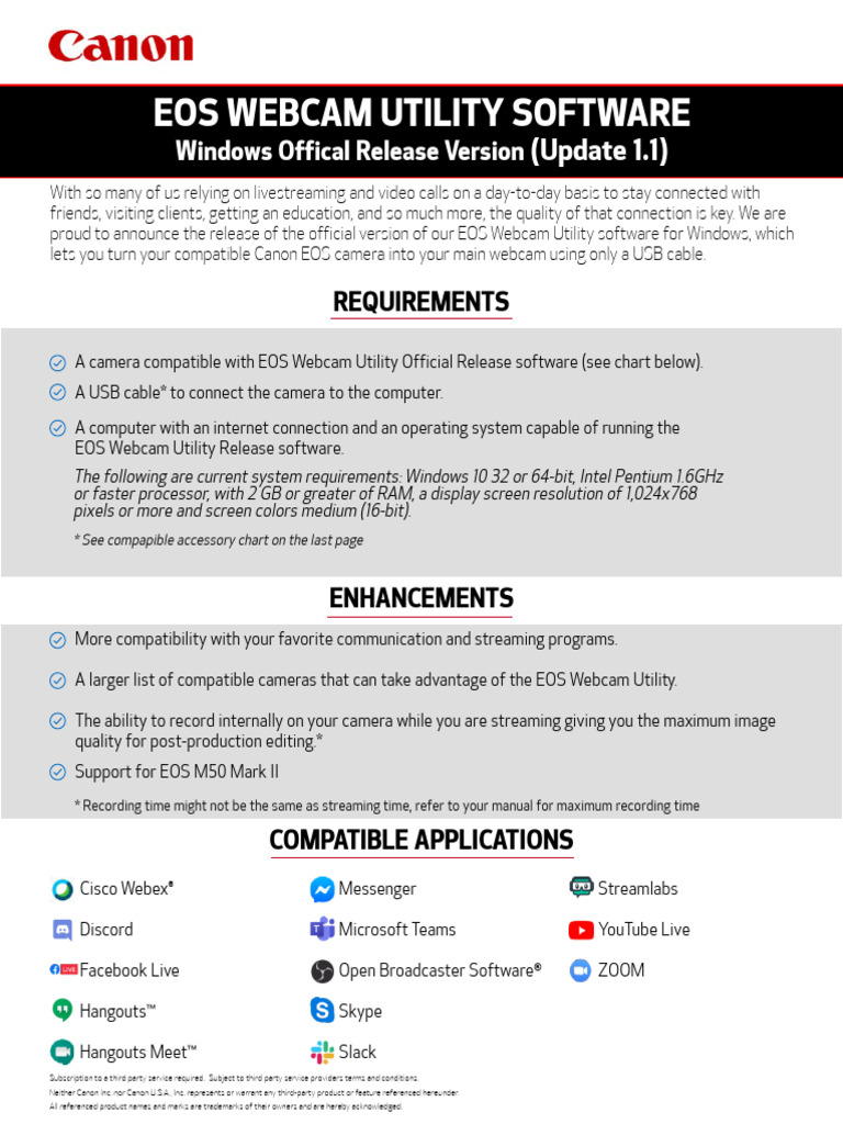 Canon EOS Webcam Utility for Windows | PDF | Canon Eos | Microsoft Windows
