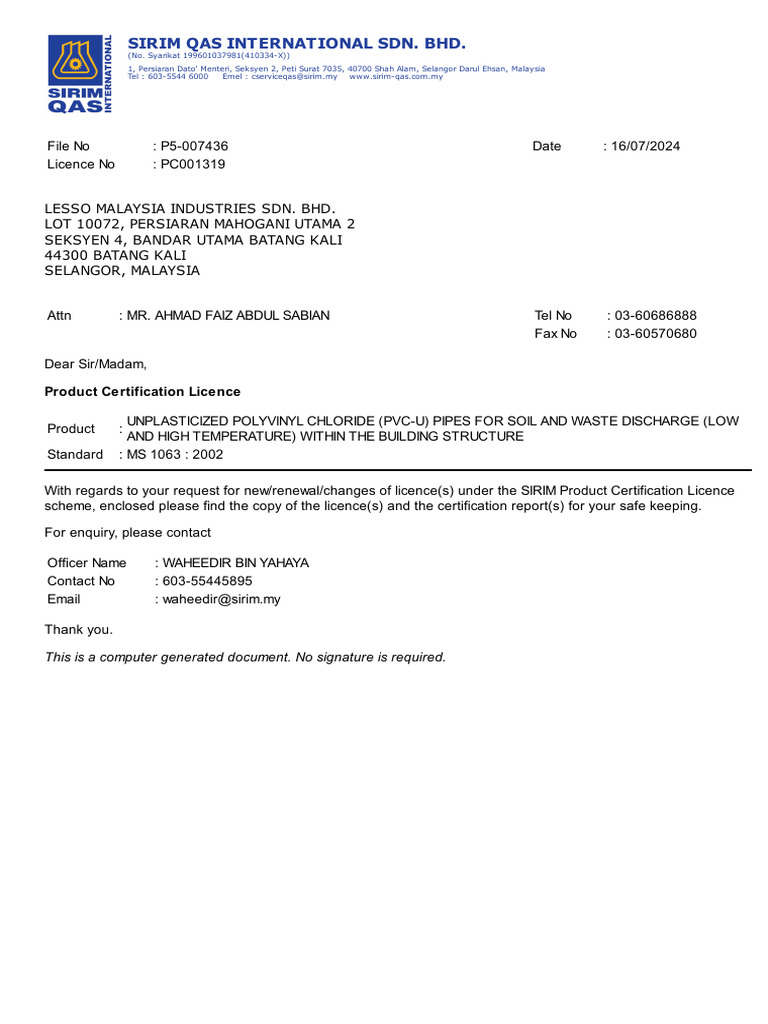 1319 - MS 1063-2002 (Eco) (25 July 2025) - Ecotech Pipes | PDF