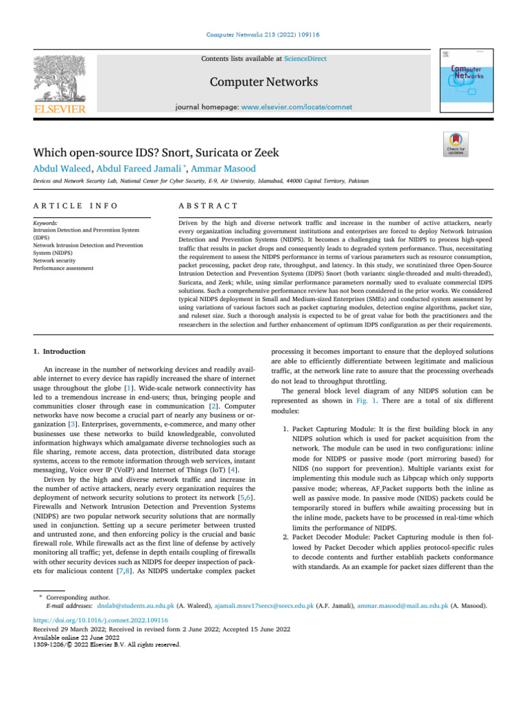2022 Which Open Source IDS Snort Suricata or Zeek 2022 Computer Networks | PDF | Computer ...