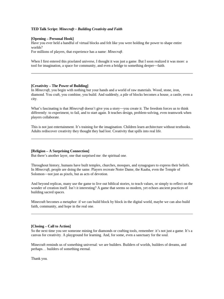 TED Talk Script | PDF