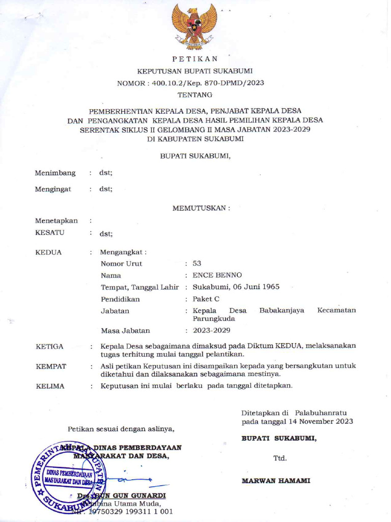 SK Perangkat Desa | PDF
