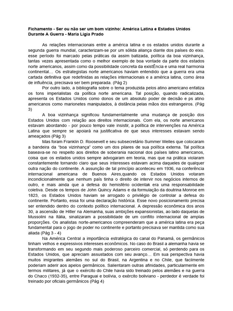 Fichamento - Ser Ou Não Ser Um Bom Vizinho - Améric - 251007 - 135820 ...