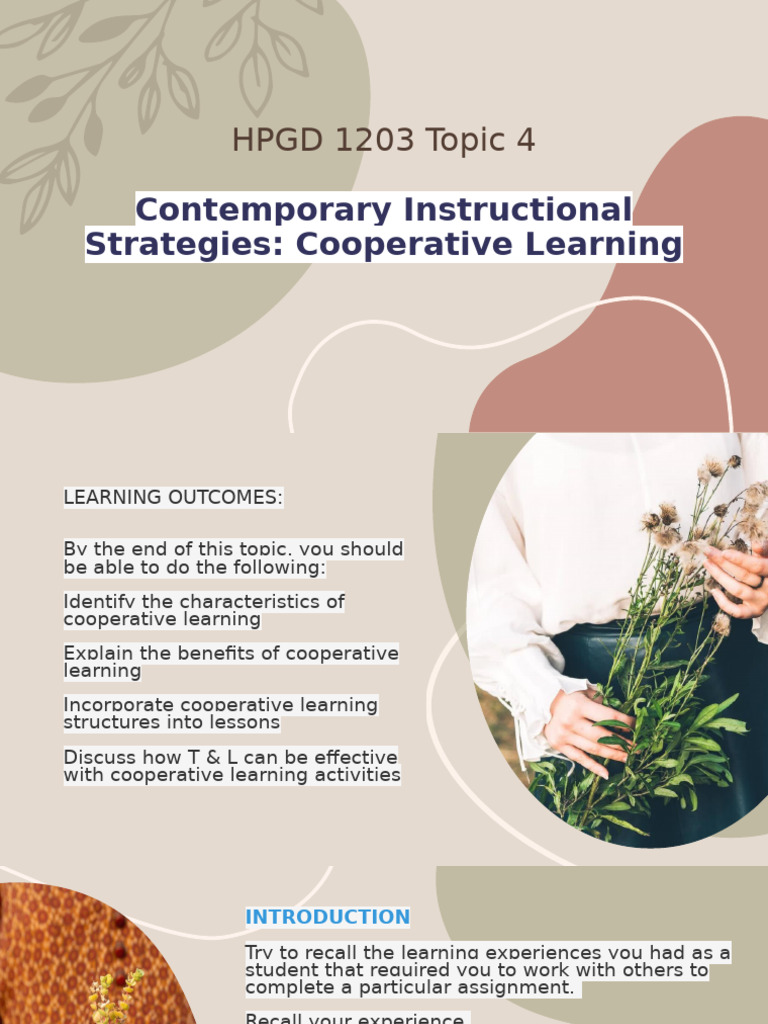 HPGD 1203 Topic 4 Cooperative Learning | PDF | Communication | Learning
