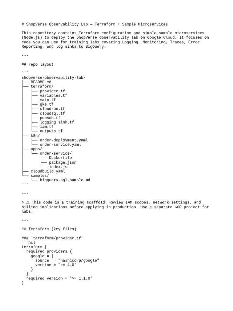 Shop Verse Observability Lab Terraform Sample Apps | PDF | Computing | Software