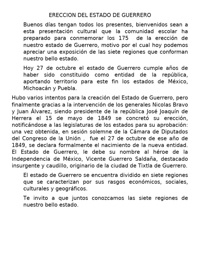 175 Años de la Erección del Estado de Guerrero | PDF | Estado de los ...