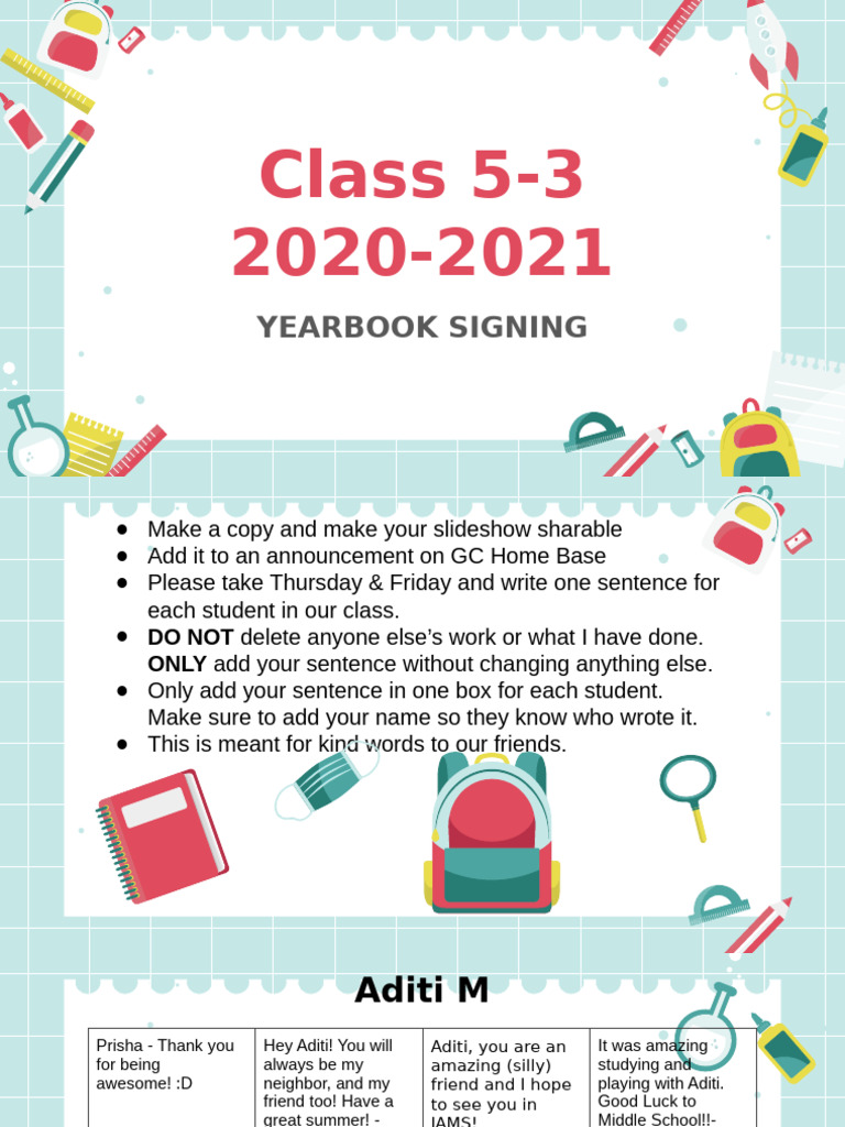 Aditi Madhankumar Virtual Yearbook For Class | PDF