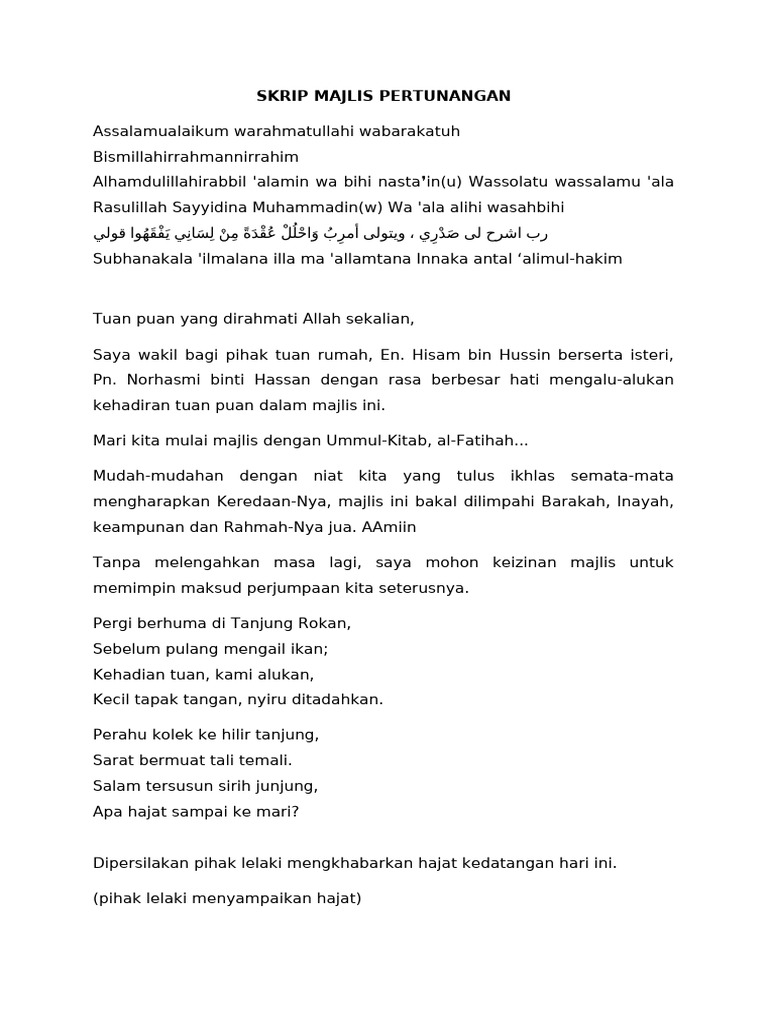 Skrip Majlis Pertunangan | PDF