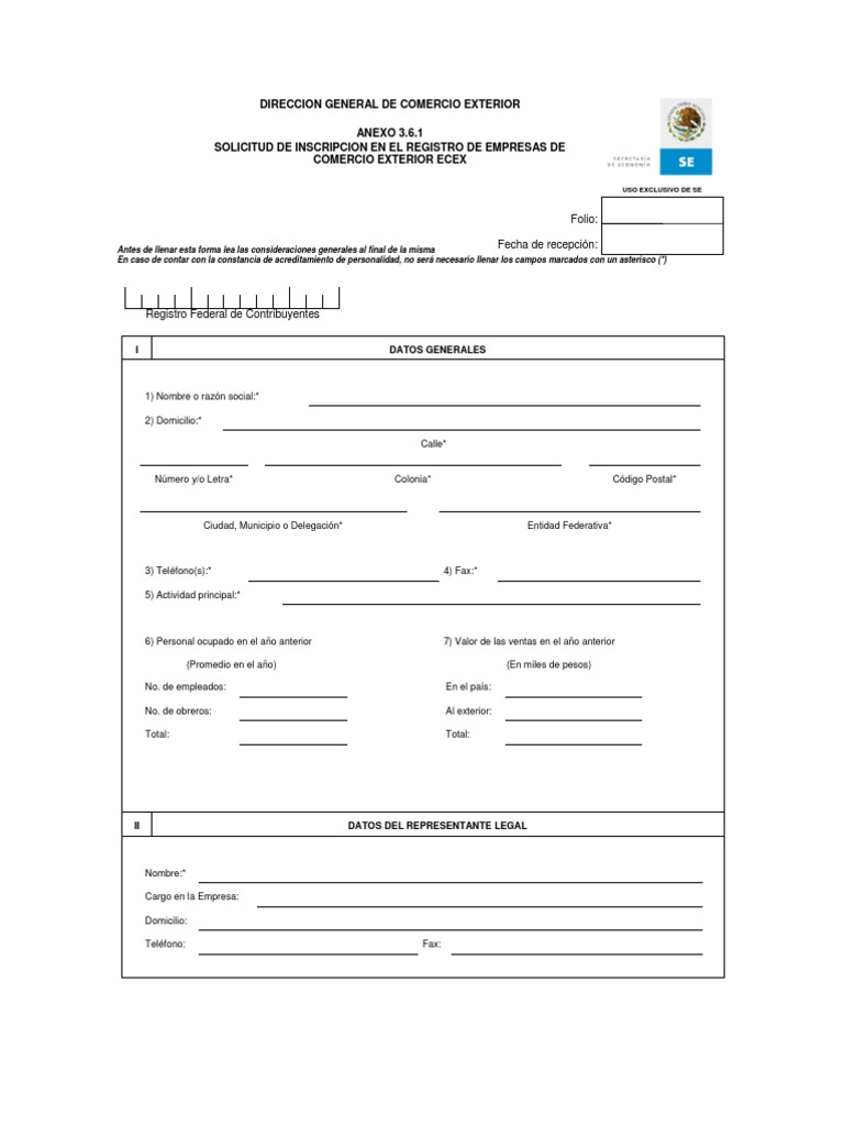05_1.- DECRETO ECEX_Formatos | Privacidad de la información | Exportaciones