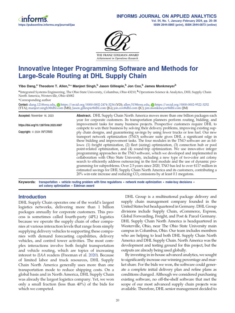 Dang Et Al 2024 Innovative Integer Programming Software and Methods For ...
