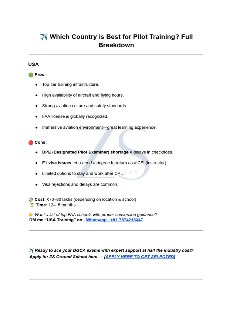 Best Countries for Pilot Training | PDF | Flight Instructor | Transport