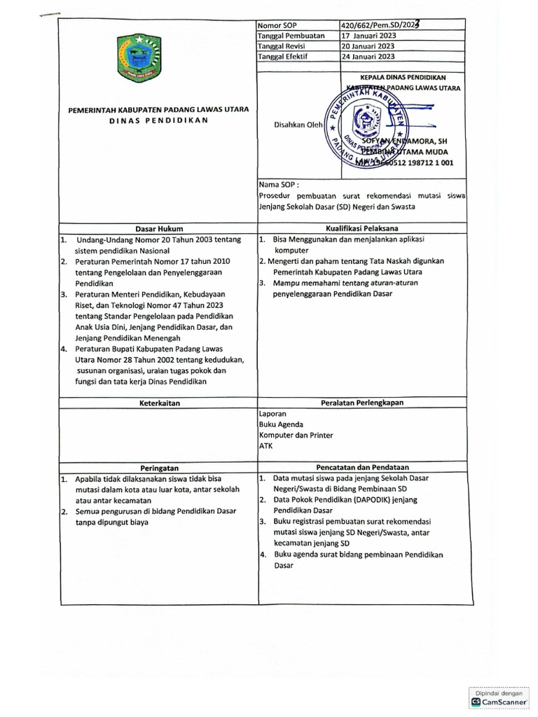 SOP Mutasi Siswa | PDF