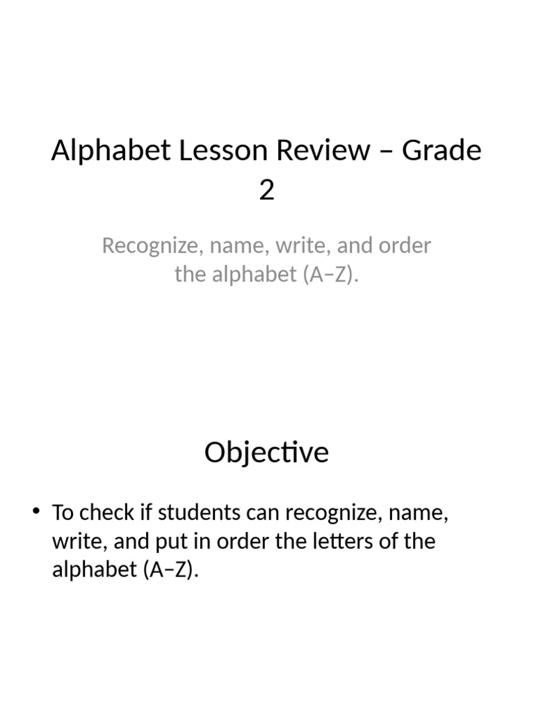 Grade 2 Alphabet Lesson Review | PDF