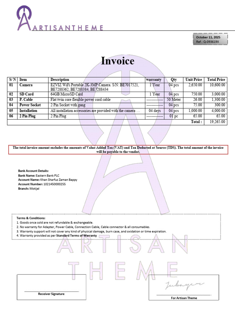 4pcs Camera 2-09-10-2025 Invoice | PDF | Electrical Connector | Personal Computers