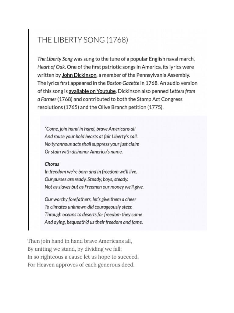 Liberty Song Lyrics | PDF
