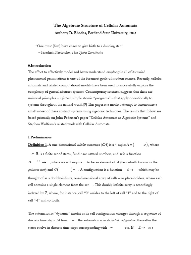 The Algebraic Structure of Cellular Automata | PDF | Group (Mathematics) | Mathematical Objects