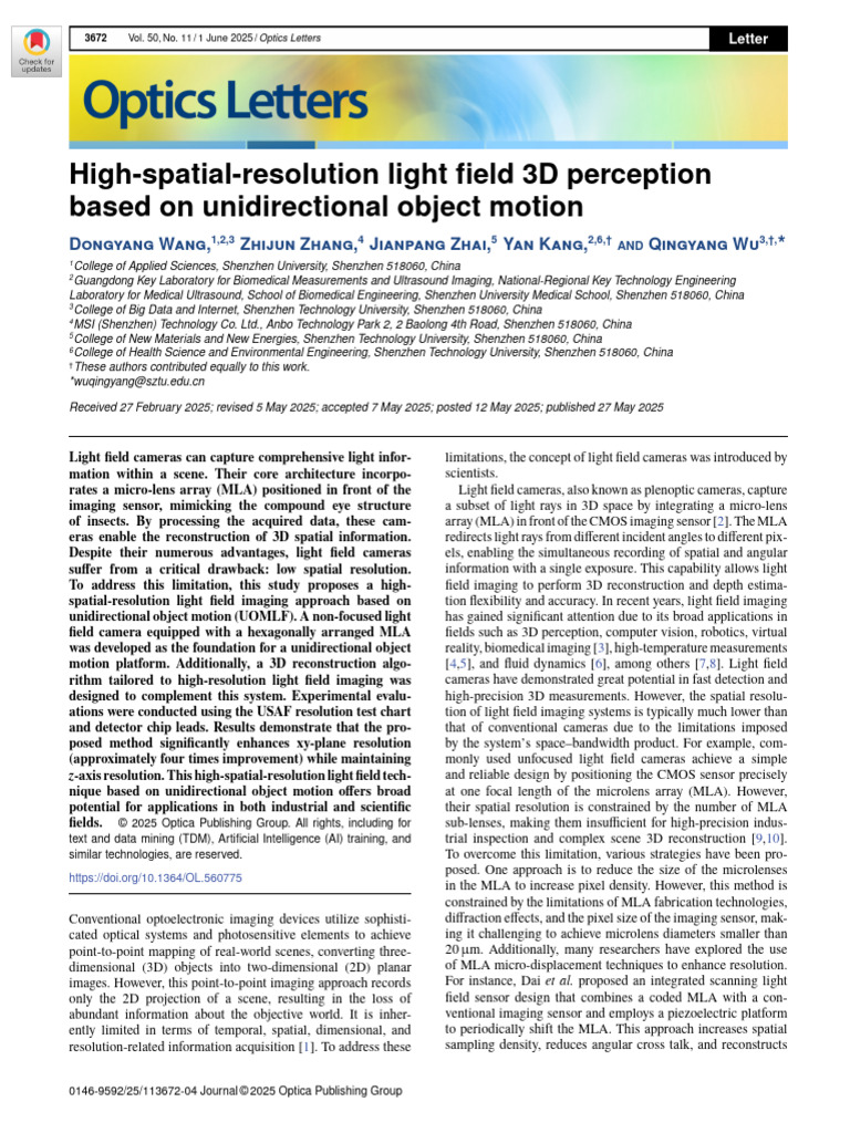 High-Spatial-Resolution Light Field 3D Perception Based On ...