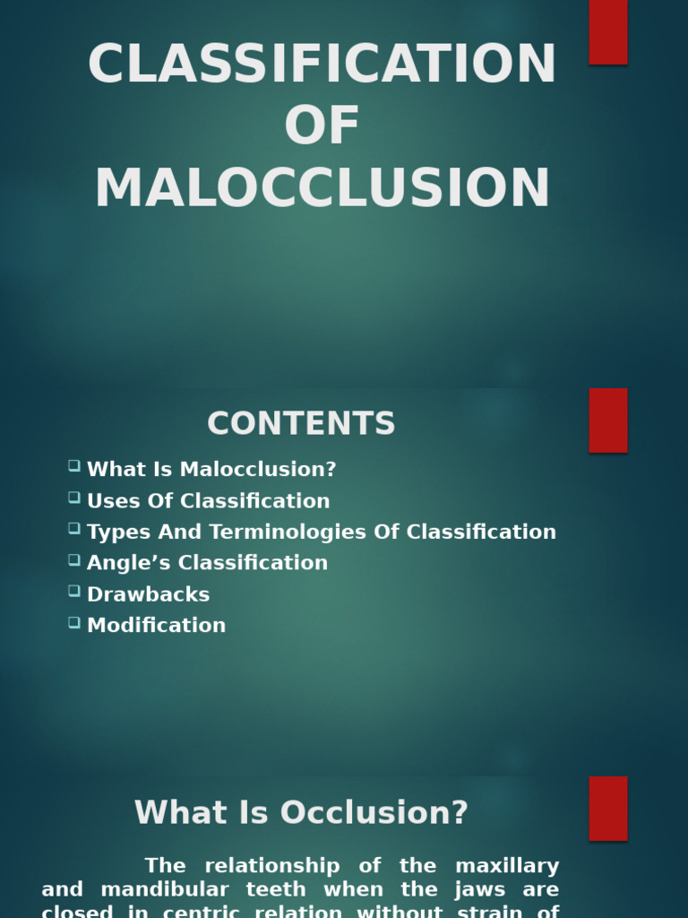Classification of Malocclusion 1 | PDF | Dentistry Branches | Tooth