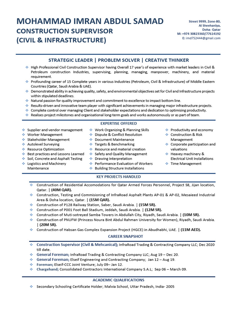 Updated Cv 2025 Mohammad Imran . | PDF | Riyadh | Qatar